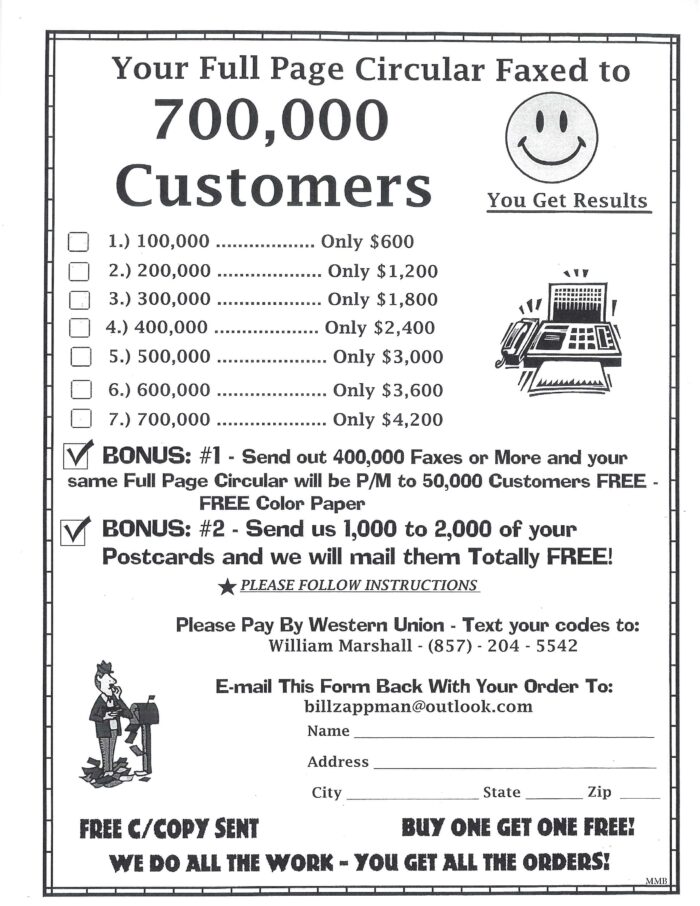 Circular Faxing Service - My Mailer Biz